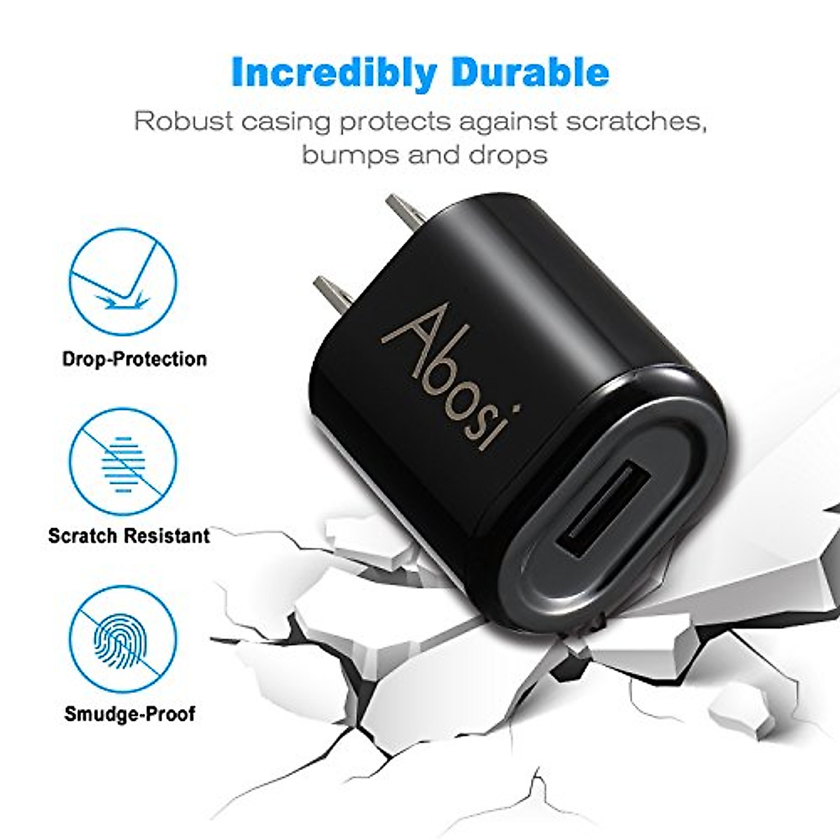 Wall Charger Abosi 3 Pack 5V 1A UL Certified Universal Power Adapter USB 1 Port Home Wall Charger Plug Compatible with iPhone Samsung and More Device UL Listed