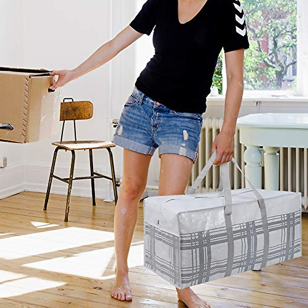 UL Source Moving Bags Extra Large Tote Storage Space Saver Bags 8PACKS Closet Organization Heavy Duty Storage Moving Bags with Zipper and Strong Handles for Shoes,Blanket,Pillow, Moving Supplies,Clothes Storage