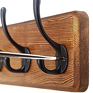 LZIYAN Heavy Duty Dual Coat Hooks, Retro Wall Mounted Double Hooks Hooks, Coats Hangers Hardware Hook for Coat Bag Towel Key Cap Hat,Black