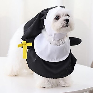 tinysiry 1 Set Pet Costume,Real Standing-up Nun Funny Three-Dimensional Dog Cat Costume, Soft Breathable Warm Pet Cosplay Dressing up,Pet Clothes for Party Black