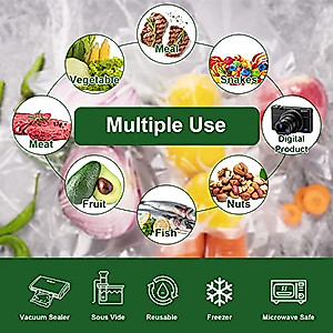 Vacuum Sealer Bags,200 Pint,6"x10",Freezer Storage Bags,Heavy Duty Puncture Prevention,Sous Vide Vacuum Meal Safe,Universal Pre Cut Bag Design