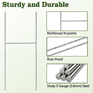 Yard Sign Stakes Metal, 17x7 Inch Yard Sign Holder Stand Sign Stakes for Ground Outdoor, Remiawy 10 Pack Wire Metal Yard Stakes for Corrugated Plastic Sign, Blank Lawn Sign Posts, Estate Garage Sale