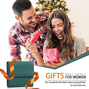 Travelambo RFID Blocking Small Mini Compact Wallet Coin Pouch Holder Trifold Credit Card Holder Pocket Purse for Women (Napa Green)