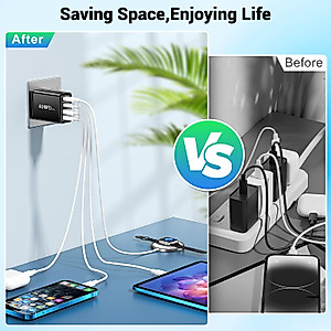 2 Pack USB C Charger Block 40W 4Port Fast Charging Brick Dual USB C Wall Charger Plug Phone Charger Cube Compatible with iPhone Pro 15 14 13 12 11 Pro Max, iPad, Samsung Galaxy, Google,Tablet