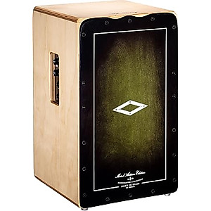 Pickup Cajon Box Drum with Snare Effect and Electronics for Amp or PA System, Artisan Edition — MADE IN SPAIN — Baltic Birch Body/Dark Olive Burst Frontplate, 2-YEAR WARRANTY