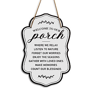 Porch Welcome Wall Decor Sign, Make Memories, Porch Sign for Front Door Wood Farmhouse Hanging Home Outdoor Patio Wall Decor Sign Plaque, Housewarming Gifts for New Home House Women Men Couple