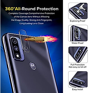 ivoler [2+2 Pack] Tempered Screen Protector [Full Coverage] for Motorola G Pure [2 Pack] with Camera Lens Protector Tempered Glass[2 Pack] 9H Hardness, Bubble Free, Anti-Scratch 6.5inch- Black