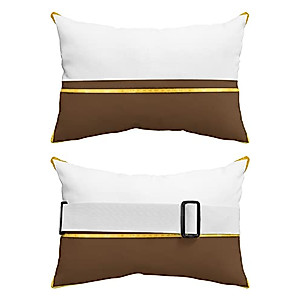 Prime Leader Recliner Head Pillow Ledge Loungers Chair Pillows with Insert Geometric Modern Art Yellow Stripes White Brown Lumbar Pillow with Adjustable Strap Outdoor Waterproof Patio Pillows, 2 PCS