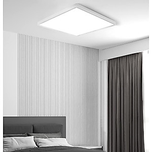 LED Flush Mount Ceiling Light Fixture, 5000K Daylight White, 12inch 24W, 3200LM, Slim Flat Panel Lighting Fixture, Square Modern Ceiling Lamp for Bedroom, Kitchen, Living Room, Closet, Stairwell