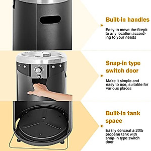 BALI OUTDOORS 15 inch Round Gas Fire Pit, Patio Fireplace, Propane Fire Column with Blue Fire Glass for Outdoor Backyard Garden