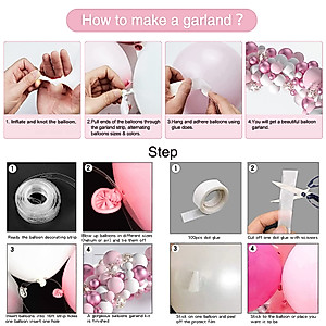 Pink White and Rose Gold Balloons Arch Garland Kit,Pink Balloons Party Birthday Balloons Decoration Set for Bridal,Baby Shower, Wedding, Birthday, Graduation, Anniversary Party