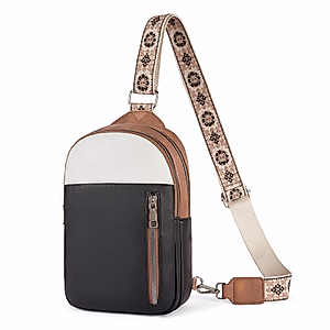 CLUCI Sling Bag for Women,Faux Leather Trendy with Guitar Strap, Crossbody Fanny Pack