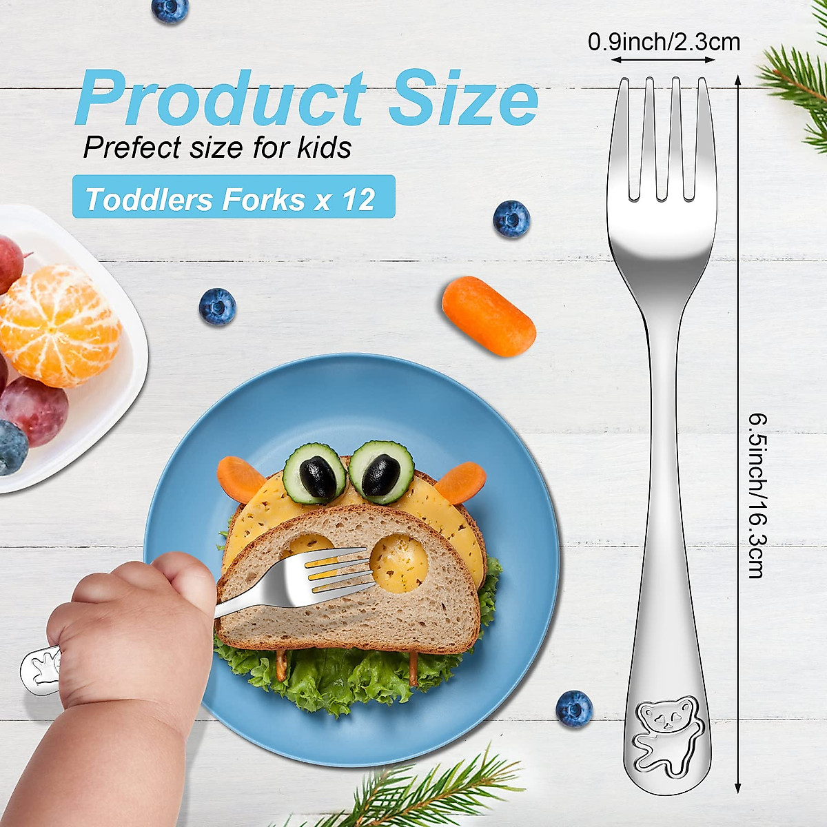 Erinnmy 24 Piece Toddler Forks,Stainless Steel Kids Forks,Kids Silverware,Kids Utensil Set,6.5 inch Kids Dinner Forks Toddler Utensils,Metal Forks Baby Forks for Self Feeding,Dishwasher Safe