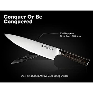 BRODARK Kitchen Knife Set with Block, Upgraded NSF (Food Safe) 15 PCS German Stainless Steel Professional Chef Knife Set with Knife Sharpener, Ultra Sharp Full Tang Knife Block Set, Best Gift