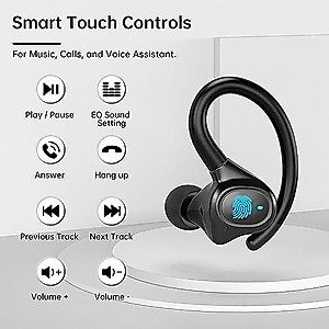 APEKX True Wireless Earbuds - Secure Fit Earhooks for Small Ear, Bluetooth Headphones for iPhone, IPX7 Waterproof, 40H Playtime, Ideal for Sports and Workouts (Black)