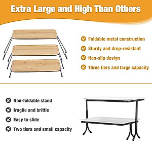 Urban Deco 3 Tier Serving Tray, Collapsible Tiered Tray Stand with 15 Inch Serving Platters for Dessert Table Display Set, Large Cupcake Stand, Serving Dishes for Entertaining