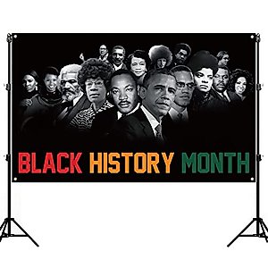 Nepnuser Black History Month Photo Booth Backdrop African American Festival Holiday Party Decoration Art Poster Indoor Outdoor Wall Decor-5.9×3.6ft