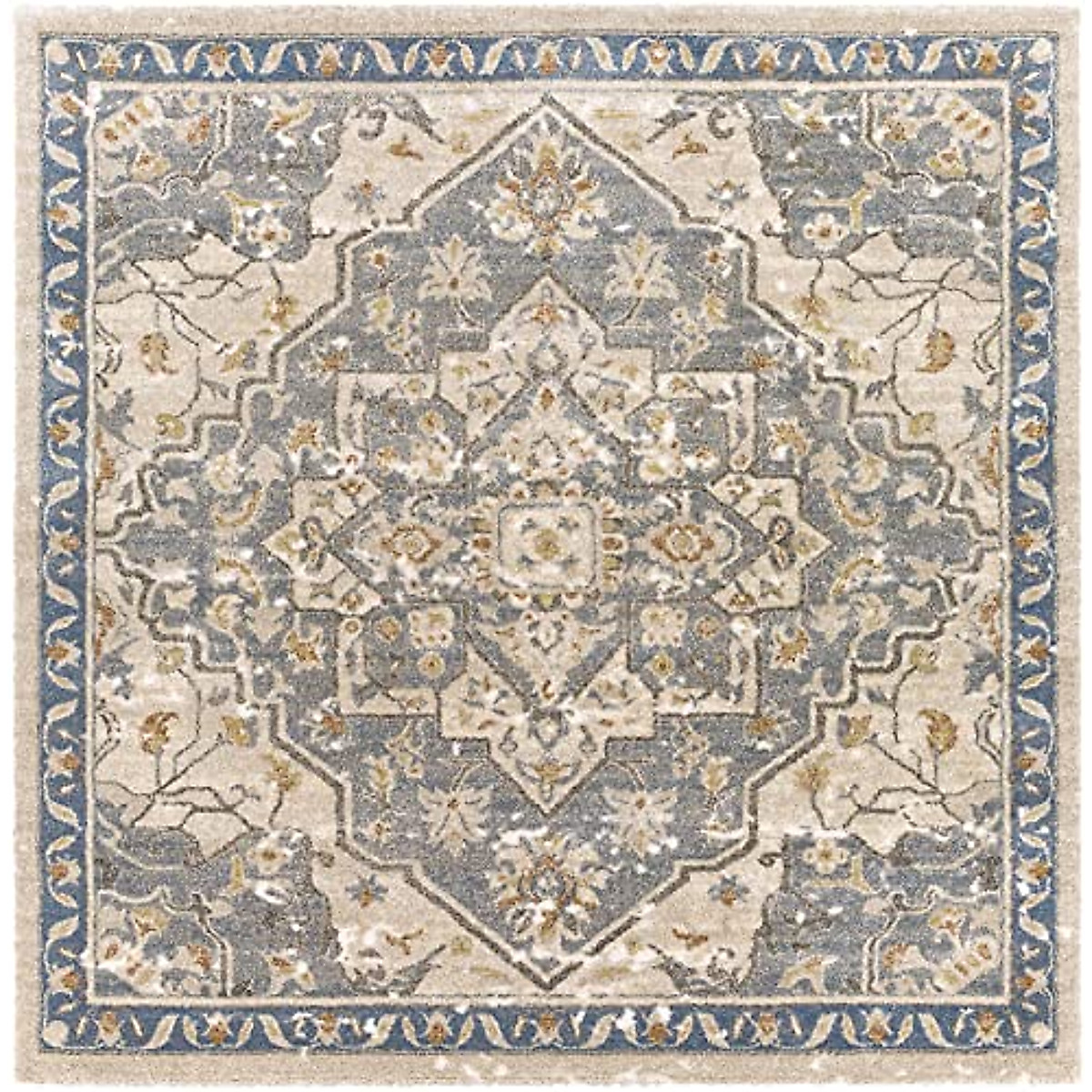 Hauteloom Chesnee Living Room, Bedroom Area Rug - Updated Traditional - High Pile - Blue, Yellow - 7'10"