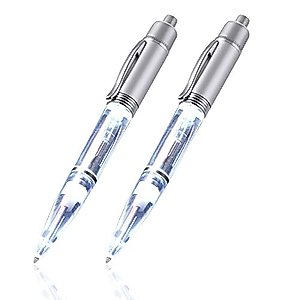 Penyeah Pen Light - LED Pen with Light, Light Up Penlight for Night Writing Ballpoint Pen for Night Writer - Useful Extend Replacement Accessorries Included-2 PK -White Light