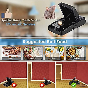 Mouse Trap, Rats Mice Trap That Work Mice Snap Trap 100% Remove Mouse Catcher - Quick Effective Sanitary Reusable Easy Setup,Safe for Families and Pet,Home Indoor Outdoor Use - 12 Pack