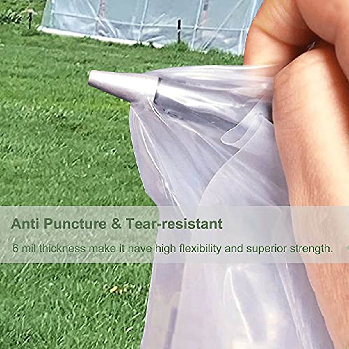 Yowlieu 2 Pcs 6.5'x 9.8' Clear Greenhouse Plastic Sheeting, 6 Mil UV Resistant Polyethylene Greenhouse Film Hoop Green House Plastic Cover for Farms, Agriculture, Garden