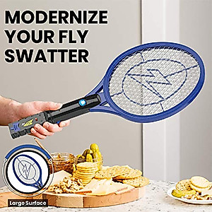 Zap It Bug Zapper Rechargeable Bug Zapper Racket, Electric Fly Swatter, Mosquito Zapper, 4,000 Volt, USB Charging Cable, 2 Pack (Large, Blue)