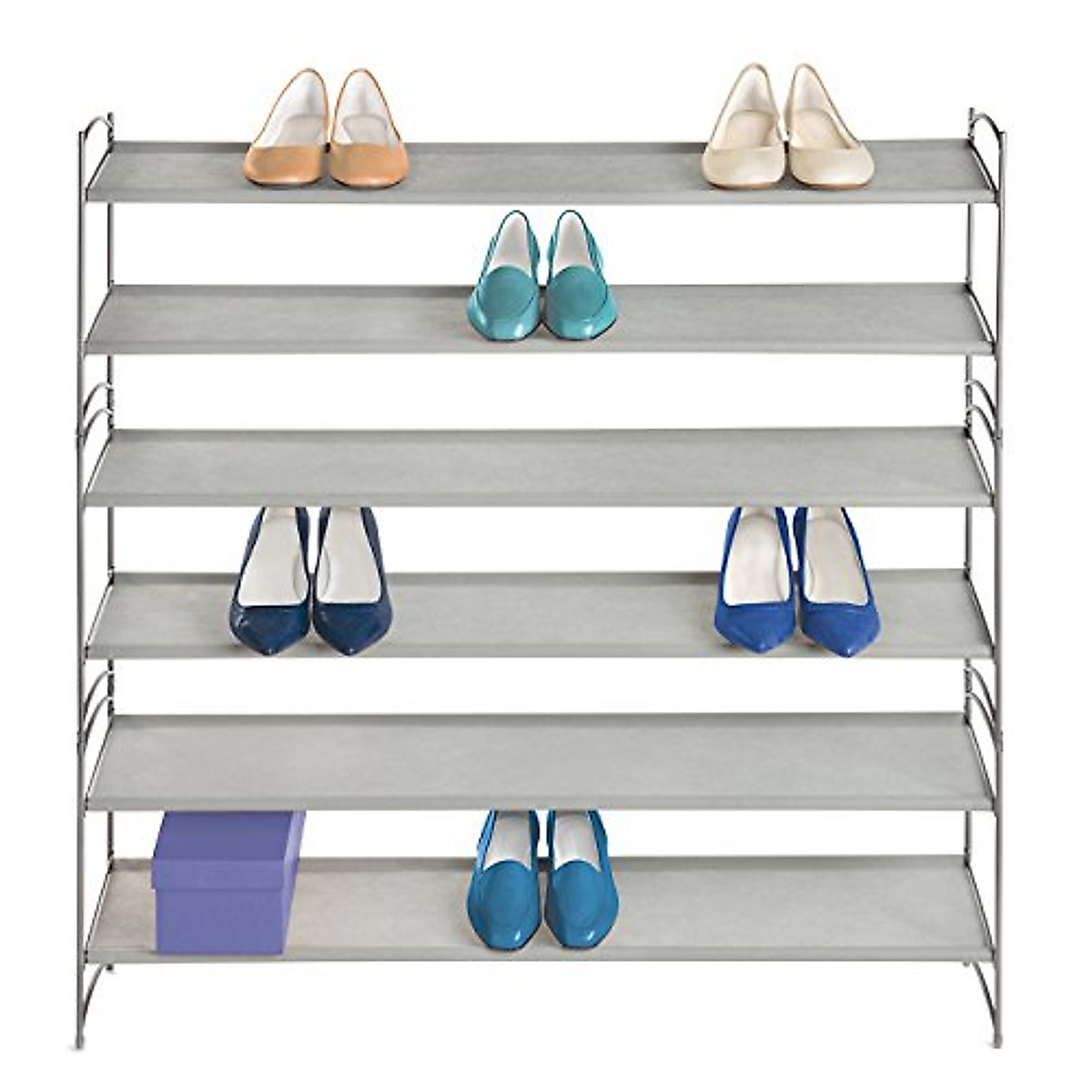 Lynk Vela Stackable Shoe Shelves 2 Tier - Shoe Rack Shelf - Platinum
