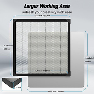 Creality Honeycomb Working Table, Soulmate for Falcon/Falcon2 and Most Laser Engraver and Cutter Machine, Honeycomb Working Panel for Fast Heat Dissipation and Desktop-Protecting,19.68"x 19.68"x 0.87"