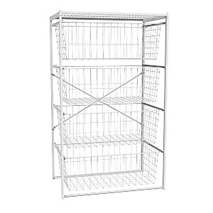 ClosetMaid Wire Basket 4 Drawer Organizer Unit with Shelf for Pantry, Closet, Clothes, Linens, Sturdy Steel, Easy Assembly, White