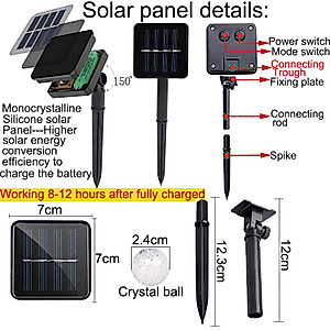 Solar String Lights Crystal Waterproof LED Fairy Lights for Garden Yard Home Party Wedding Decoration 50LED