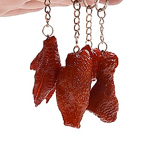 HOMSFOU 4pcs Chain Creative Keyring Hanging Pork Key Streaky Simulation Chicken Wings Ring Pendant Pvc Drumstick Food Feet