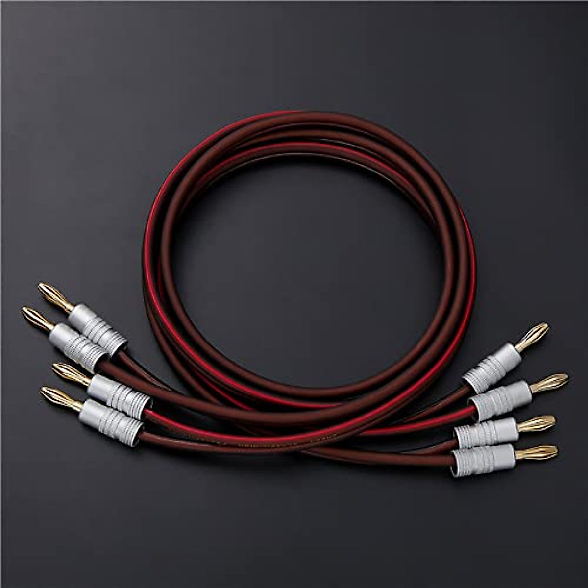 JORZOR Audiophile Grade Speaker Cable with Gold Plated Banana Plugs,Oxygen-Free Copper (OFC) 13AWG, (6.6 Feet 2 M), Pair……, 2M(6.6FT)