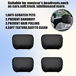 4PCS Car Headrest Covers, Soft Breathable Car Seat Head Rest Protector, Automotive Accessories for Van, SUV, Truck, All Car Models