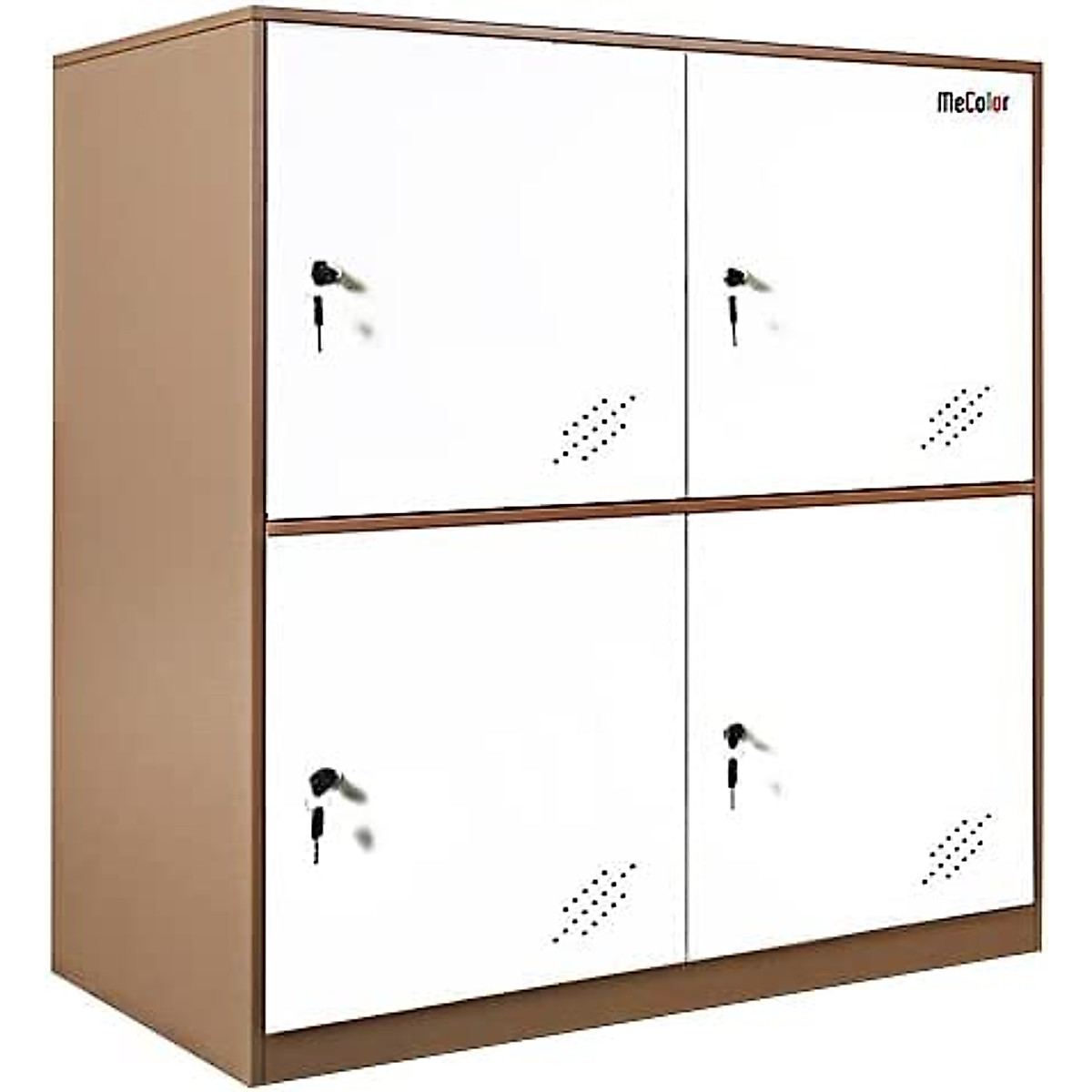 Kids Living Room Locker 4 Door Metal Locker Small Size Storage for School Bags Shoes and Toy (White)