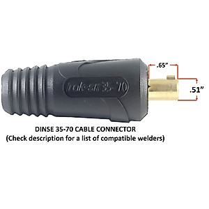 200 Amp Welding Leads Assembly Set - Dinse 35-70 Connector - #2 AWG Cable (25 FEET Each Lead)