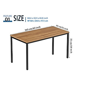 BEST BOARD Writing Computer Desk Modern Simple Study Desk Industrial Style Laptop Table for Home Office Brown Notebook Desk (24x63 Inches)
