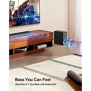 ULTIMEA Sound Bars for TV with Subwoofer, 2.1ch Deep Bass Surround Sound System for TV Ultra Slim PC Soundbar for Game, Bluetooth 5.3 Home Theater Audio TV Speakers for HD-ARC/OPT/AUX, Nova S40 Series