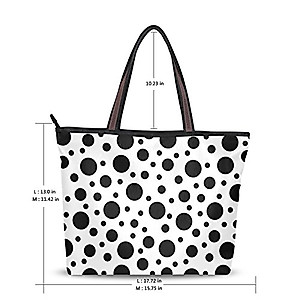 My Daily Women Tote Shoulder Bag Funny Black And White Polka Dot Handbag Medium