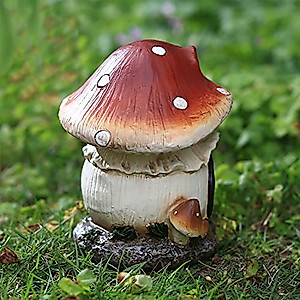 Sunnyway Mushroom Fairy Garden House Statue Sculptures Outdoor Yard Decor Resin Lawn Ornament