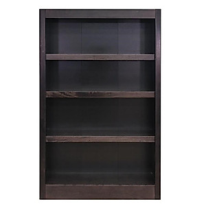BOWERY HILL Traditional 48" Tall 4-Shelf Wood Bookcase in Espresso