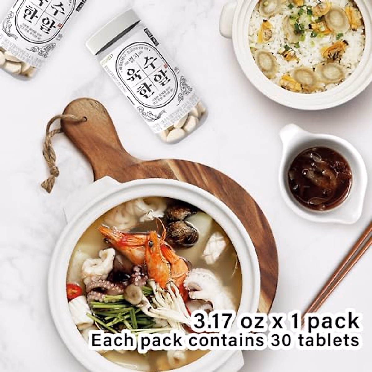 Korean Soup Tablet Broth 2 packs, Korean Food, Anchovy powder Soup broth Stocks, Anchovy Broth Tablet for Korean Soup (60 TABLETS) Value PACK Asian 한알육수, Korean snacks Stew Instant Comfortable Easy Cooking / Natural Ingredients Instant Broth 2 Pack 6.