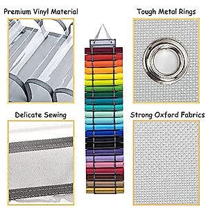 Vinyl Roll Holder with 24 Compartments and Keeper with Door Hooks and Strap, Clear Vinyl Organizers Holder Wall Mount for Home Craft Closet Wall Door (Grey)