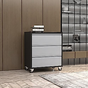 GangMei Garage Metal Storage Cabinet with Wheel for Home Garage/Adjustable Shelves, Lockable, Stiffener and Bumpers Design, Six Cabinets