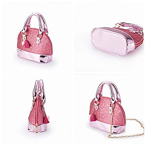 YiSu Princess Little Girls Purses Toddler kids Crossbody Bag Wall et Shell Shape Handbags for girls cute Tote (pink)