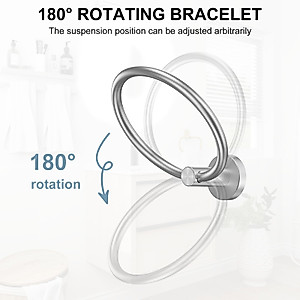 SetSail Towel Holder for Bathroom Wall Silver Towel Ring SUS304 Stainless Steel Hand Towel Holder Heavy Duty Towel Hanger for Bath, Kitchen Drill Hole, 2 Pack