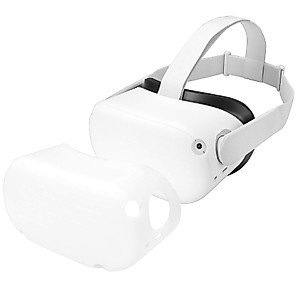 X-super Home Silicone Covers Sets 3pcs for Oculus Quest 2 - Face Cover Mask - Lens Cover Caps - Soft VR Shell Case Protected All Headset Body for Q2 (White)