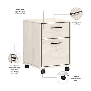 Bush Furniture Key West 2 Drawer Mobile File Cabinet, Linen White Oak