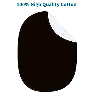 5X3.3 ft (1.5mX1m) 2 in 1 Cotton Muslin Black White Collapsible Reflector Backgrounds Portable Collapsible Reversible Photography Backdrop with Carrying Bag
