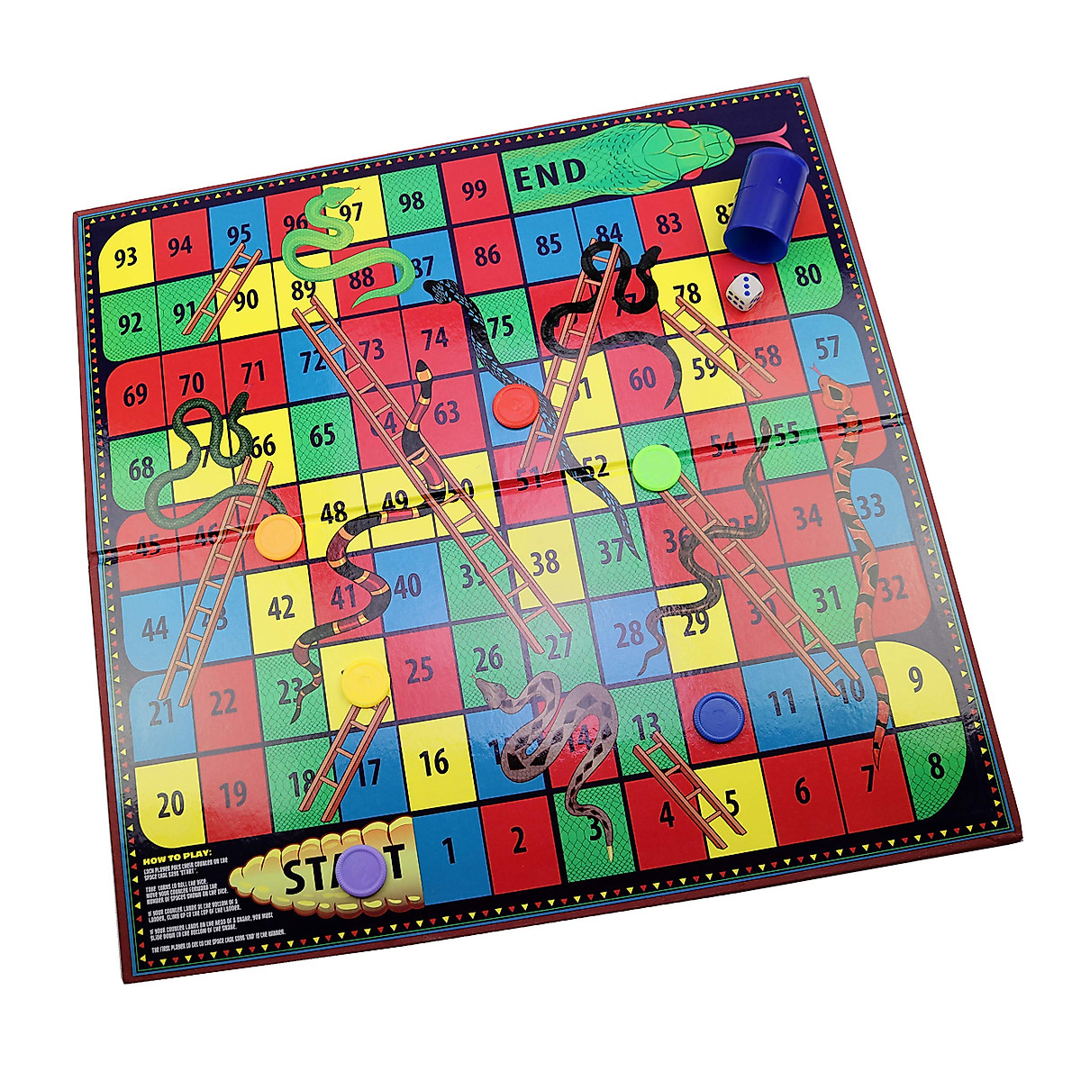 Snakes and Ladders Board Game for All Ages - Fun Family Games Snakes and Ladders for 2-6 Players