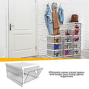 Solid Plastic Not Flimsy 5 Layers Foldable Shoe Storage Boxes or Sneaker Storage Boxes - Easy Installation- All-in-One Clear Shoe Box with Doors - Space Saving Shoe Boxes or Shoe Organizer By Utopia Home